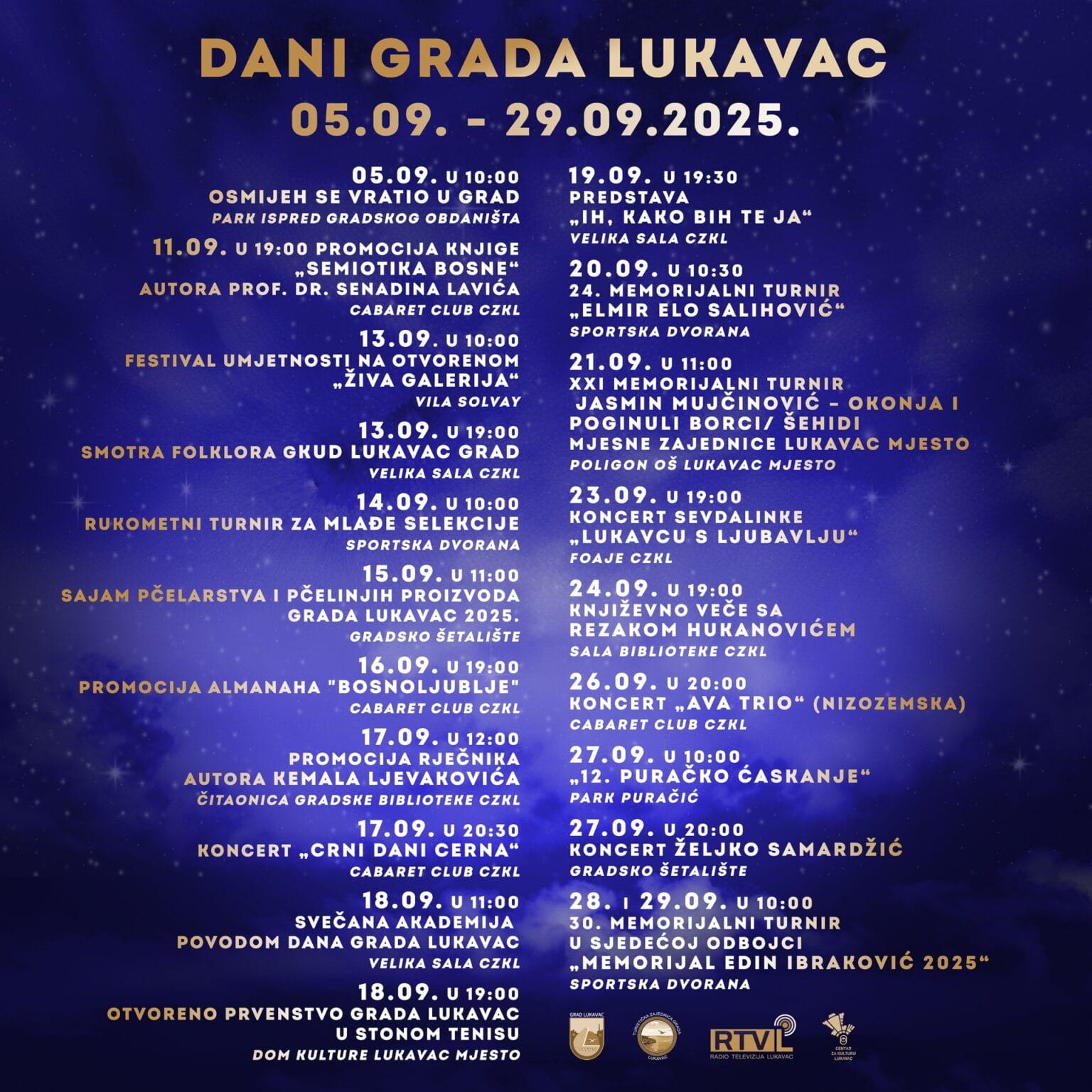 VIŠEDNEVNI PROGRAM POVODOM DANA GRADA LUKAVAC(05.09 – 29.09.2025 ...